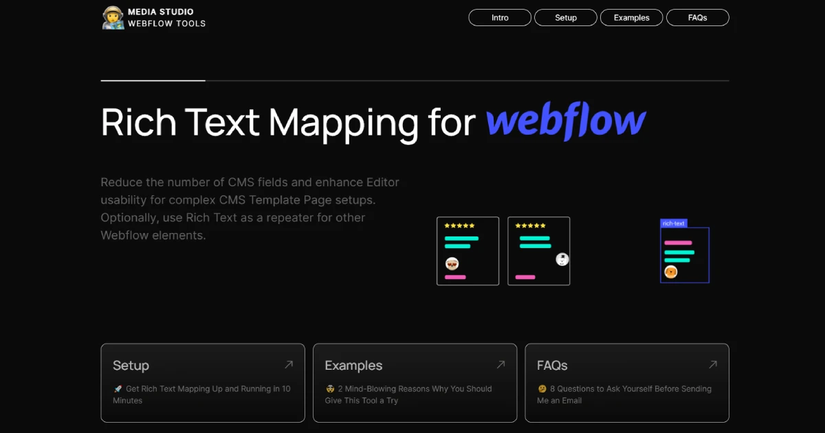 Rich Text Mapping for Webflow - Media Studio Webflow Tools